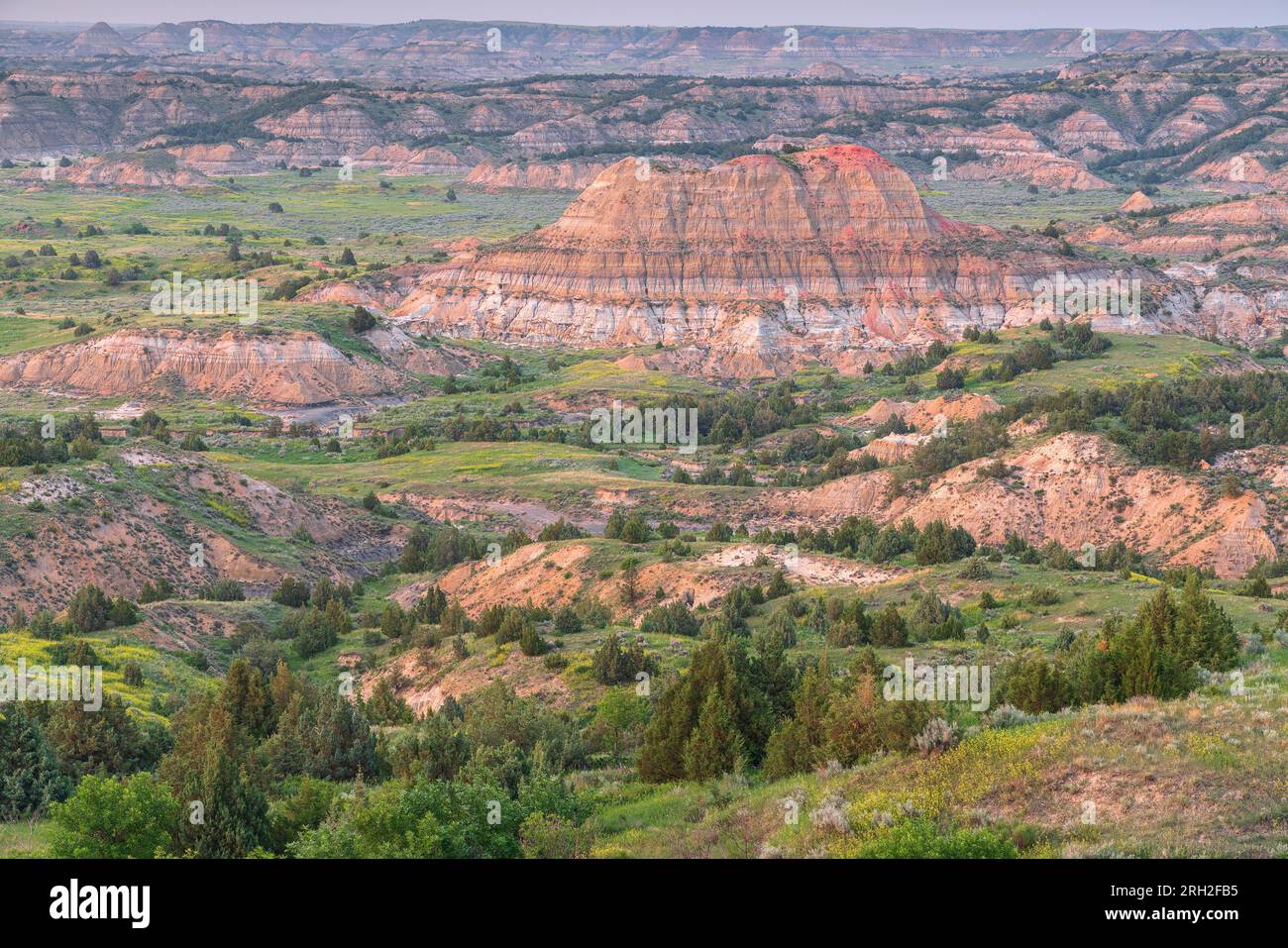 Golden hour light over the dramatic summer landscape of Theodore ...