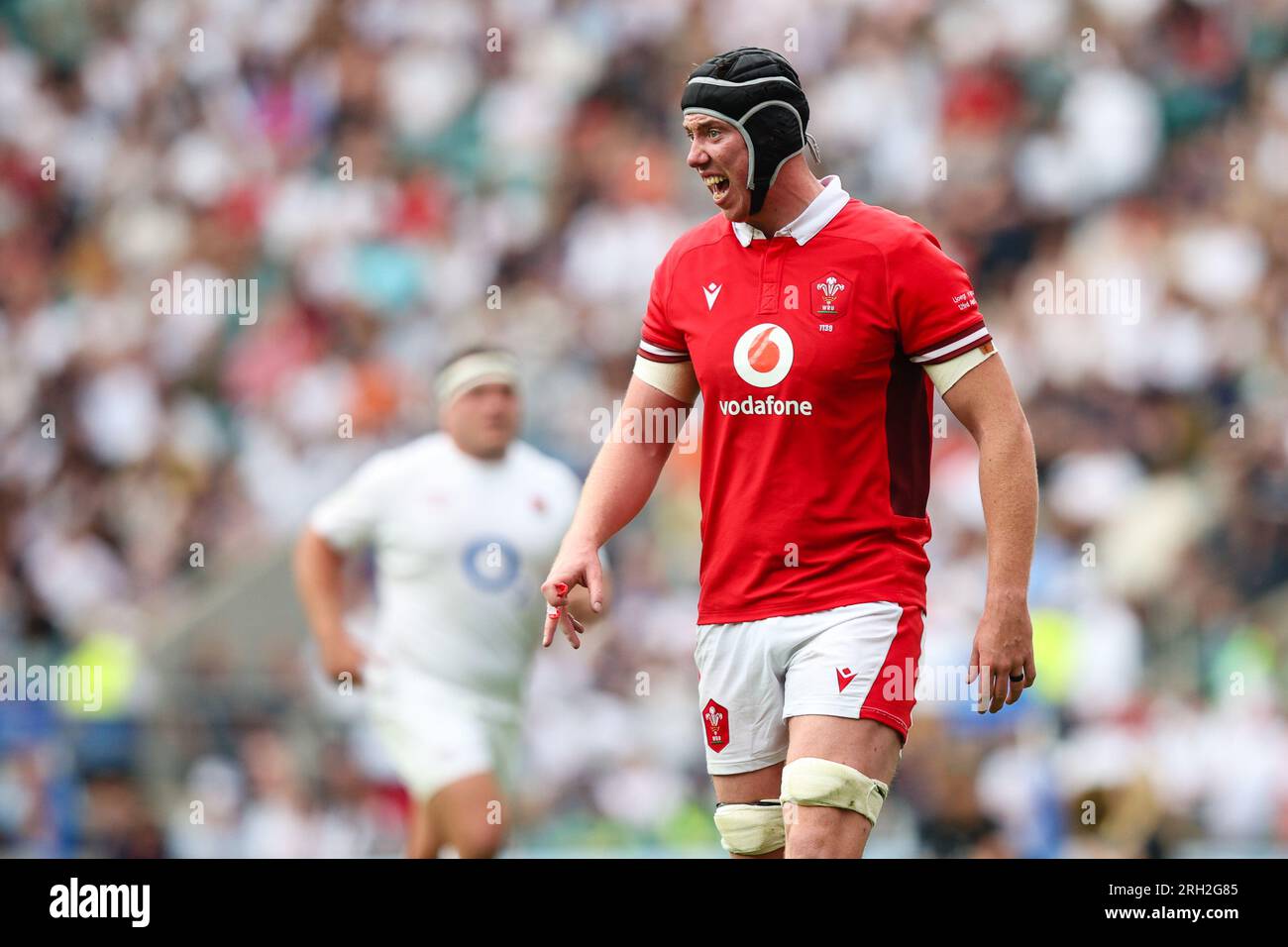 LONDON, UK - 12th Aug 2023: Adam Beard of Wales reacts during the Summer Nations Series ...