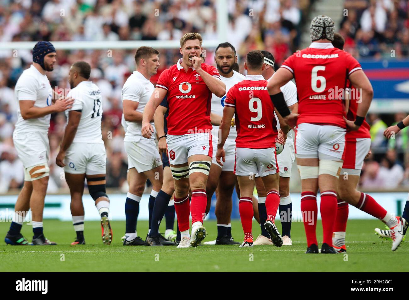 LONDON, UK - 12th Aug 2023: Taine Plumtree of Wales during the Summer Nations Series ...