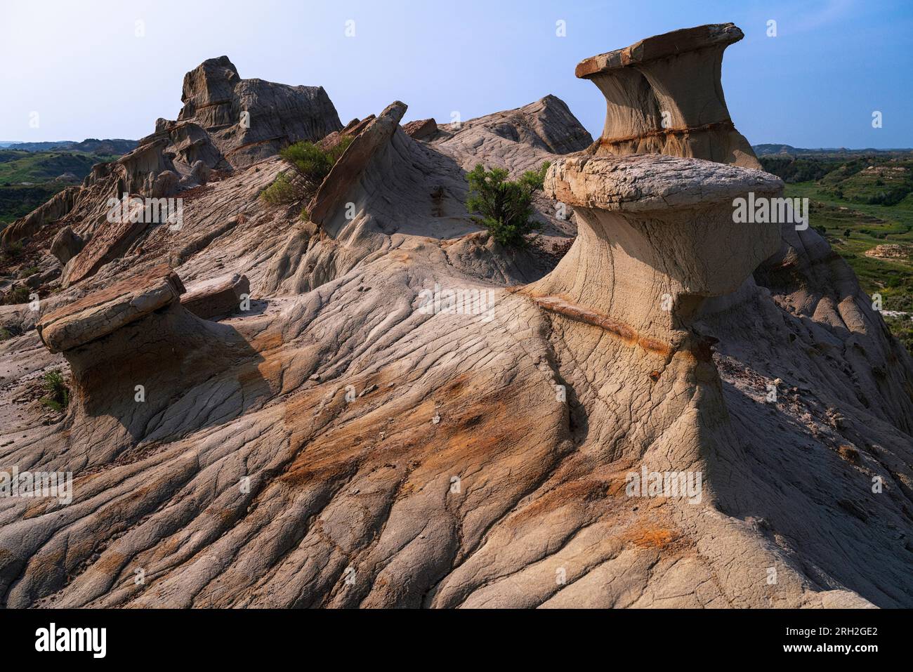Surreal geology at Schramm Hill Parking Area in Theodore Roosevelt ...