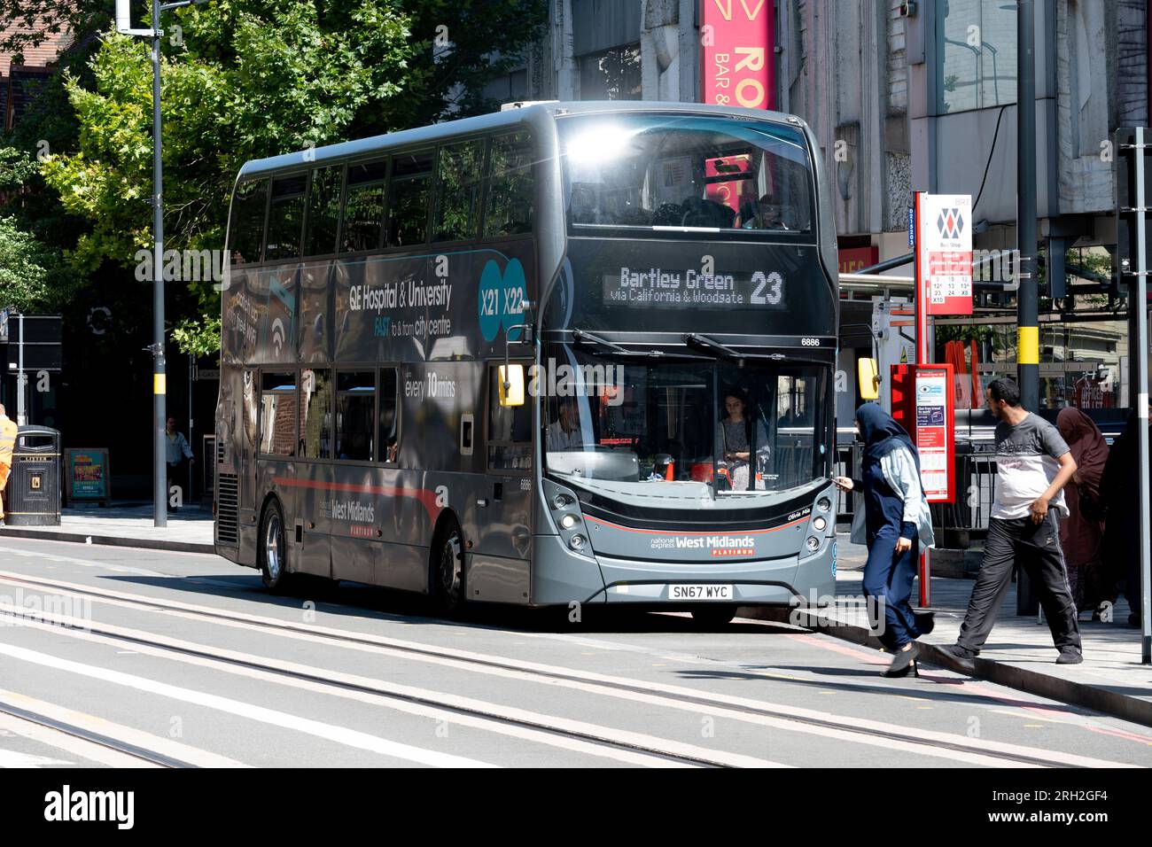 West Midlands Platinum No. 23 bus, Broad Street, Birmingham, UK Stock ...