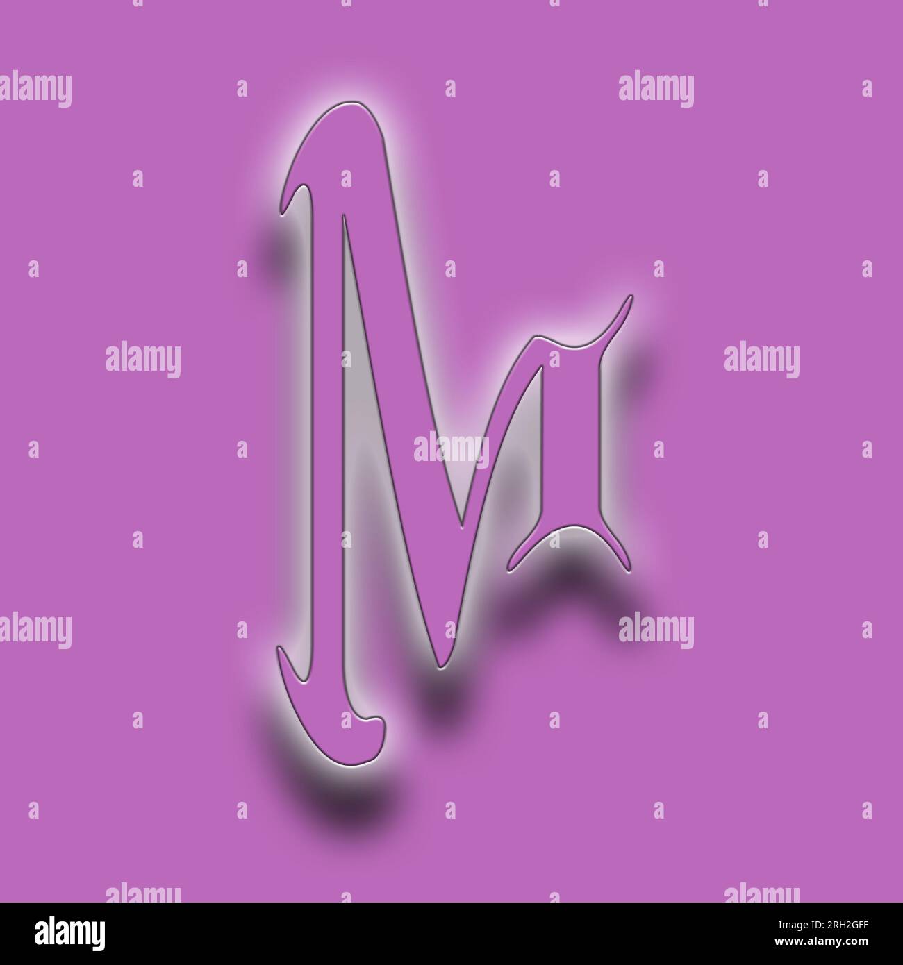 Pink signature with capital letter M and genuine designed as Crazy Barb ...