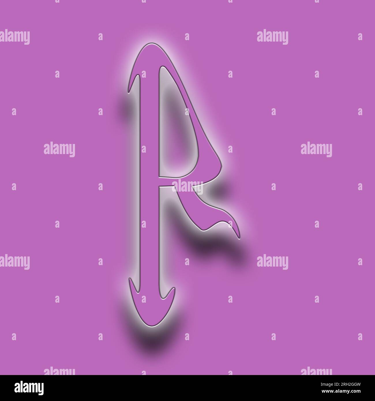 Pink signature with capital letter R and genuine designed as Crazy Barb ...