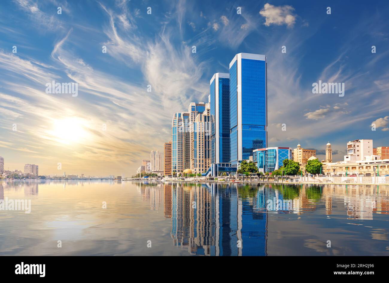 The Nile river and modern center of Cairo view, Egypt Stock Photo - Alamy