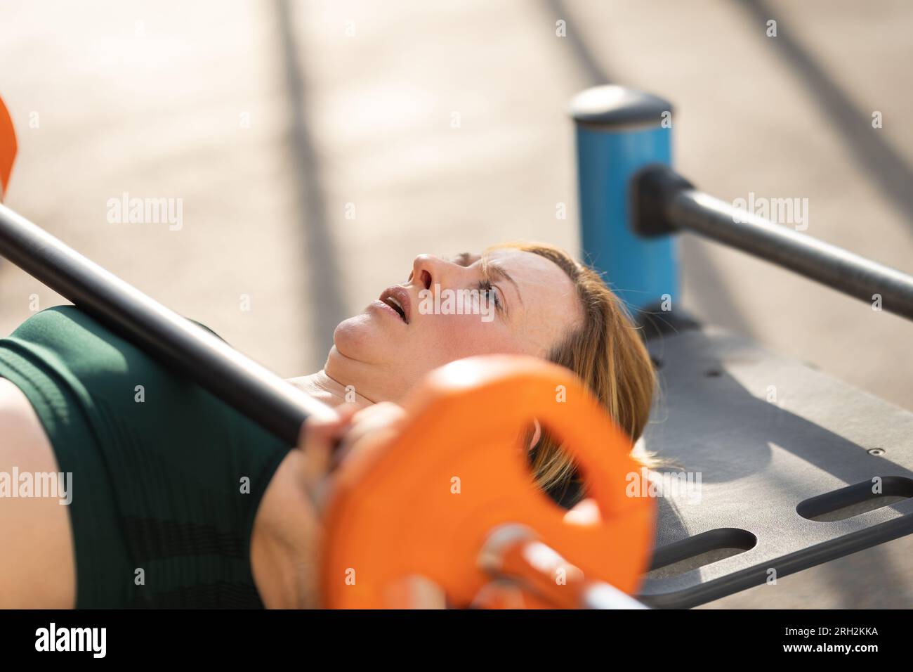 Adult fitness woman training her hands lifting dumbbell Stock Photo - Alamy
