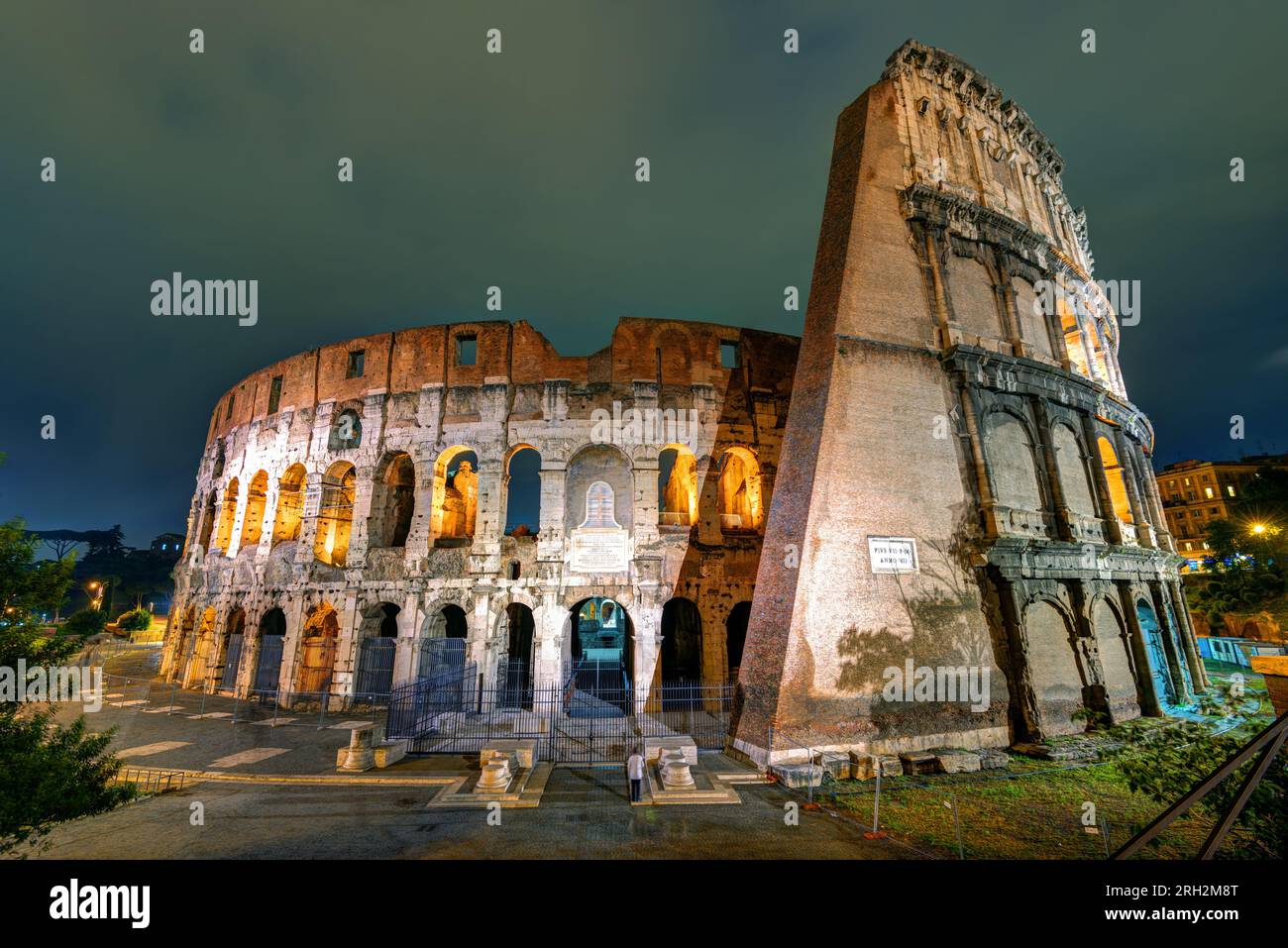 Colosseum (Coliseum) at night, Rome, Italy. Ancient Roman Colosseum is ...