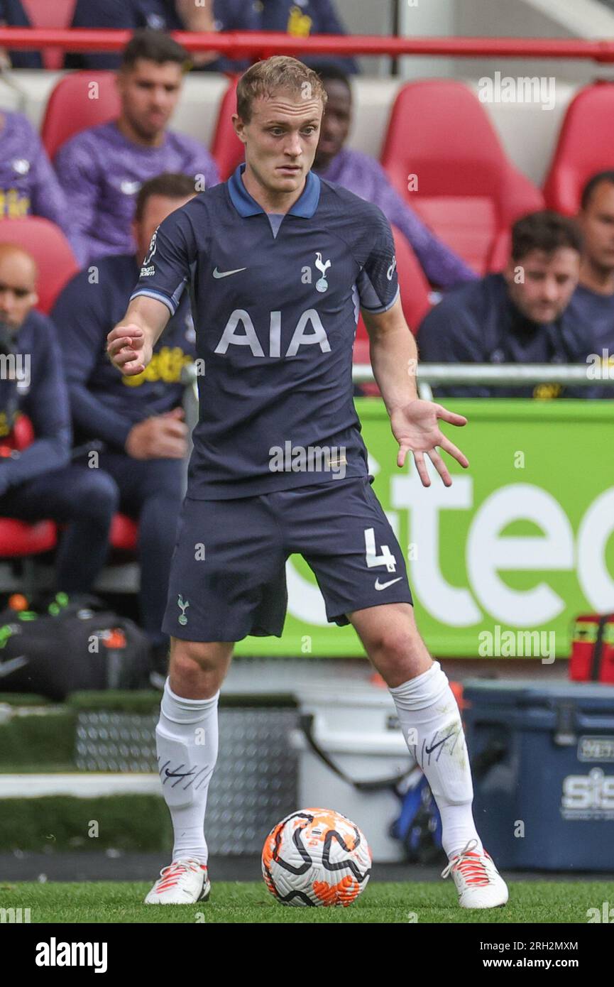 Oliver Skipp Tottenham Hotspur looks for a target to pass to during the ...