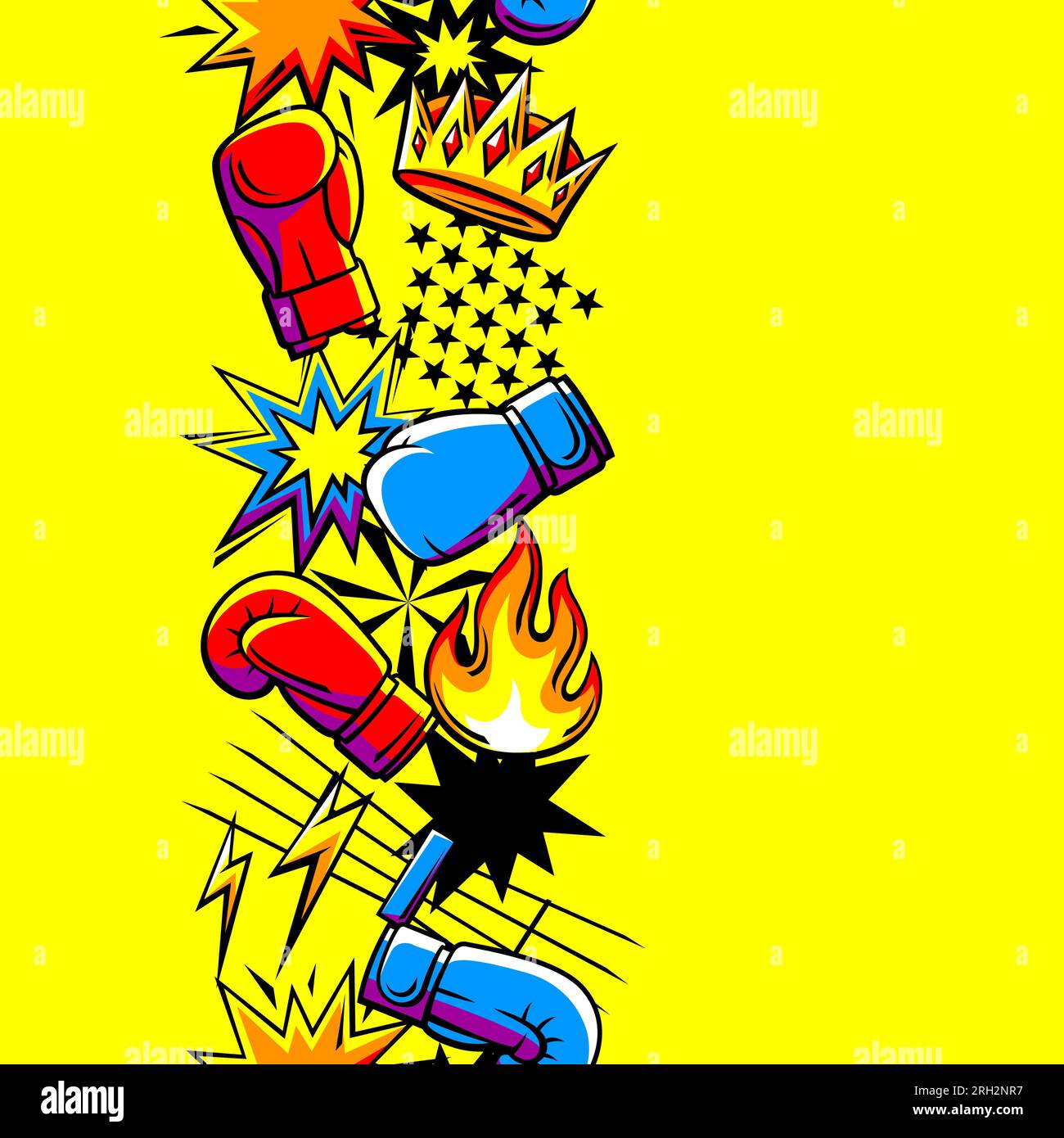 Pattern with boxing items. Box club illustration. Sport background in ...