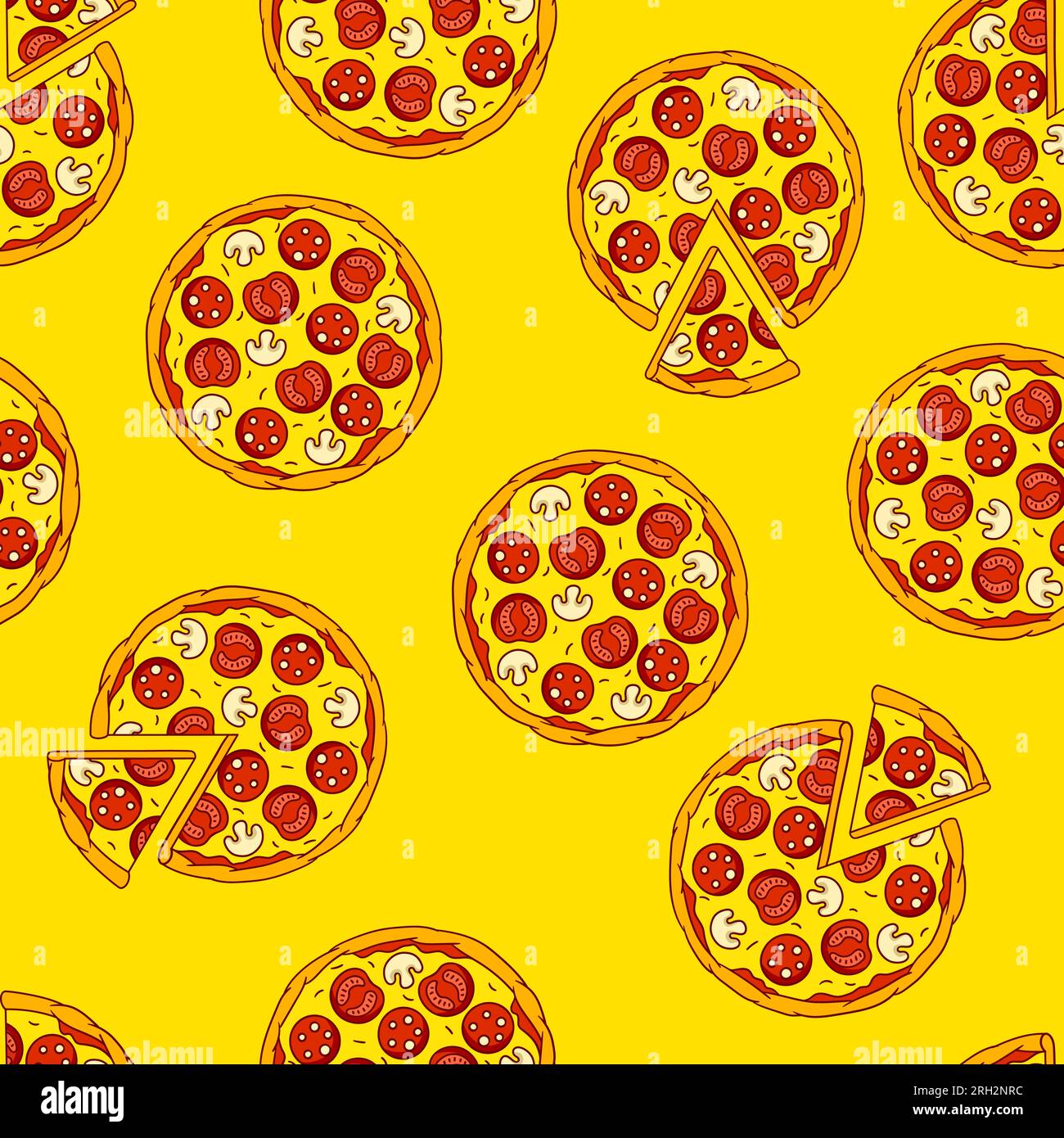 Tasty Italian pizza pattern. Delicious fast food meal. Background for ...
