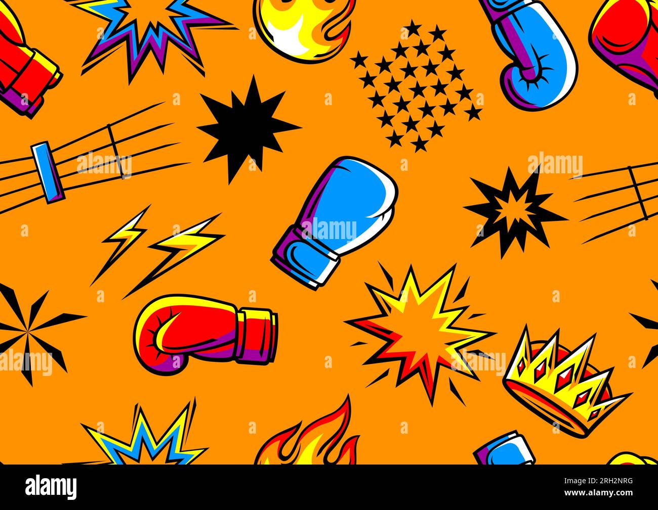 Pattern with boxing items. Box club illustration. Sport background in ...