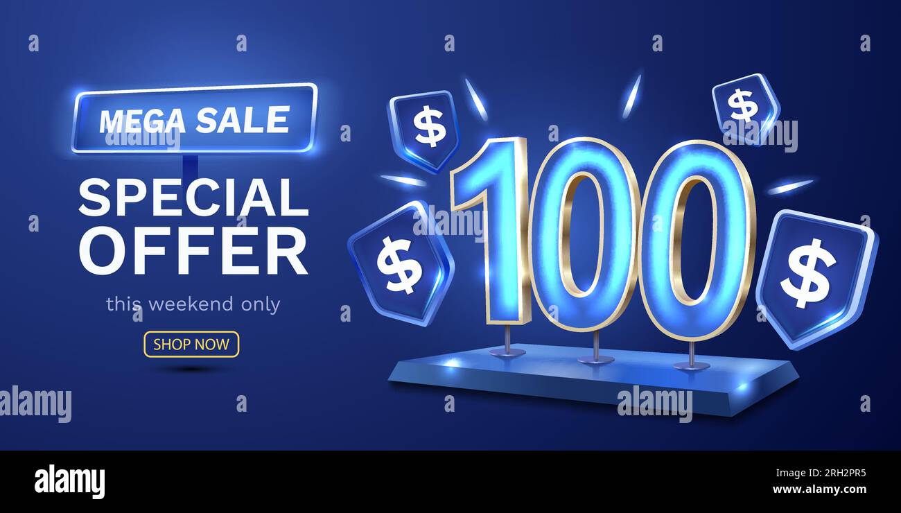 Coupon special voucher 100 dollar, Check banner special offer. Vector ...