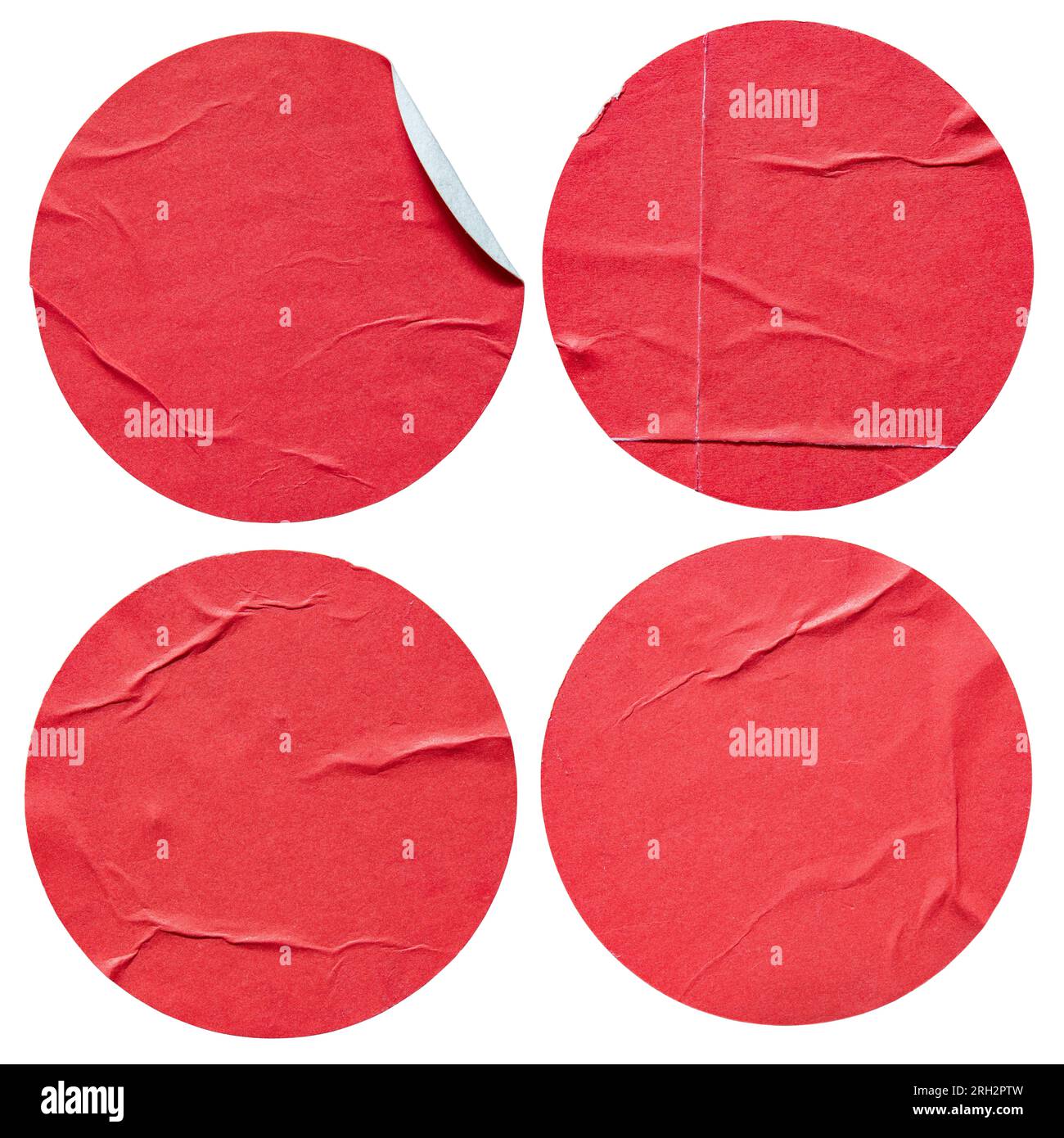 Red circle paper stickers on white background with clipping path Stock ...