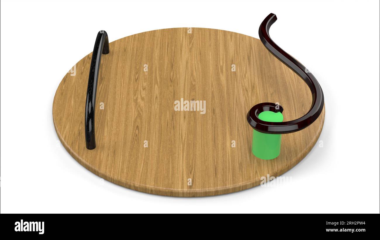 Circular Wooden Tray with Black Handle for grip. Beautiful Tray design ...