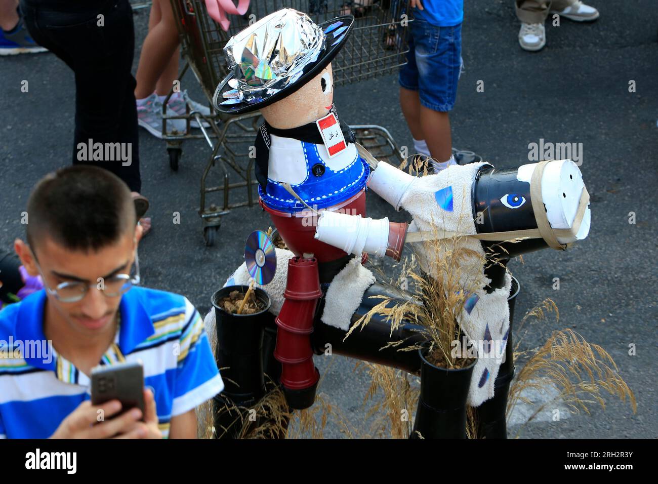 Beirut, Lebanon. 12th Aug, 2023. A scarecrow made from recycled ...