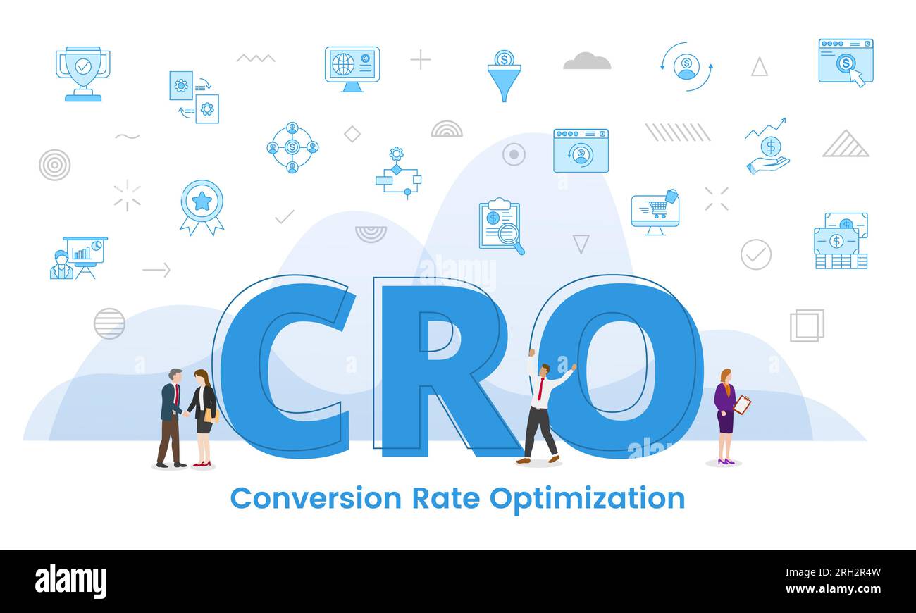 cro conversion rate optimization concept with big words and people ...
