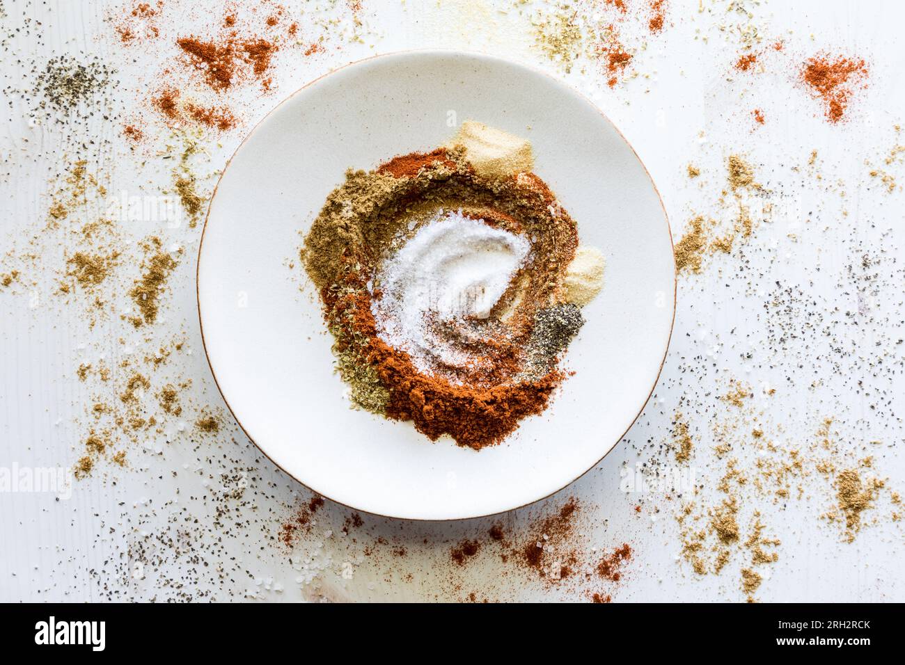 A messy mixture of spices used to make a taco seasoning blend Stock ...