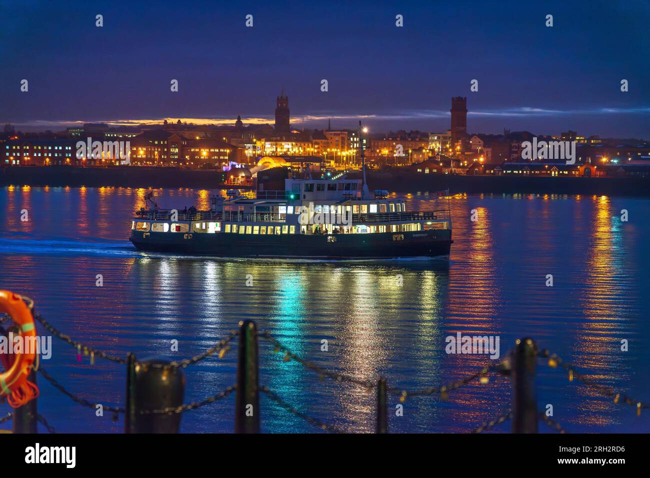 Mersey ferryboat Snowdrop at night on the river Mersey Stock Photo - Alamy