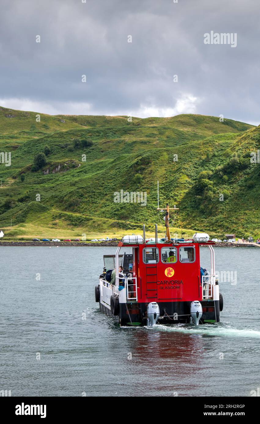 Ferry to the island of Kerrera traveling back to the mainland near Oban ...