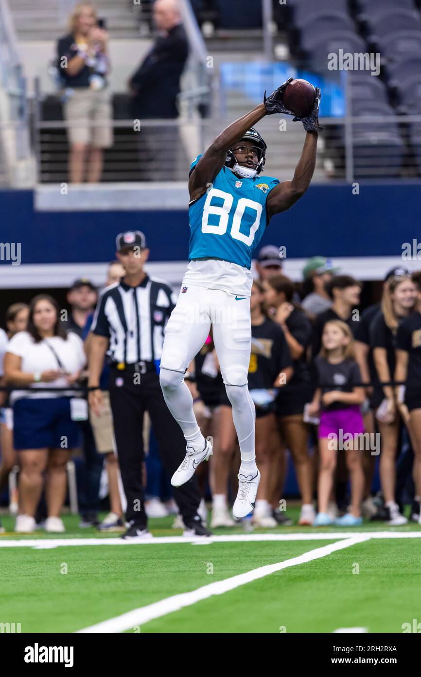 Jacksonville Jaguars wide receiver Kevin Austin Jr. (80) leaps to catch ...