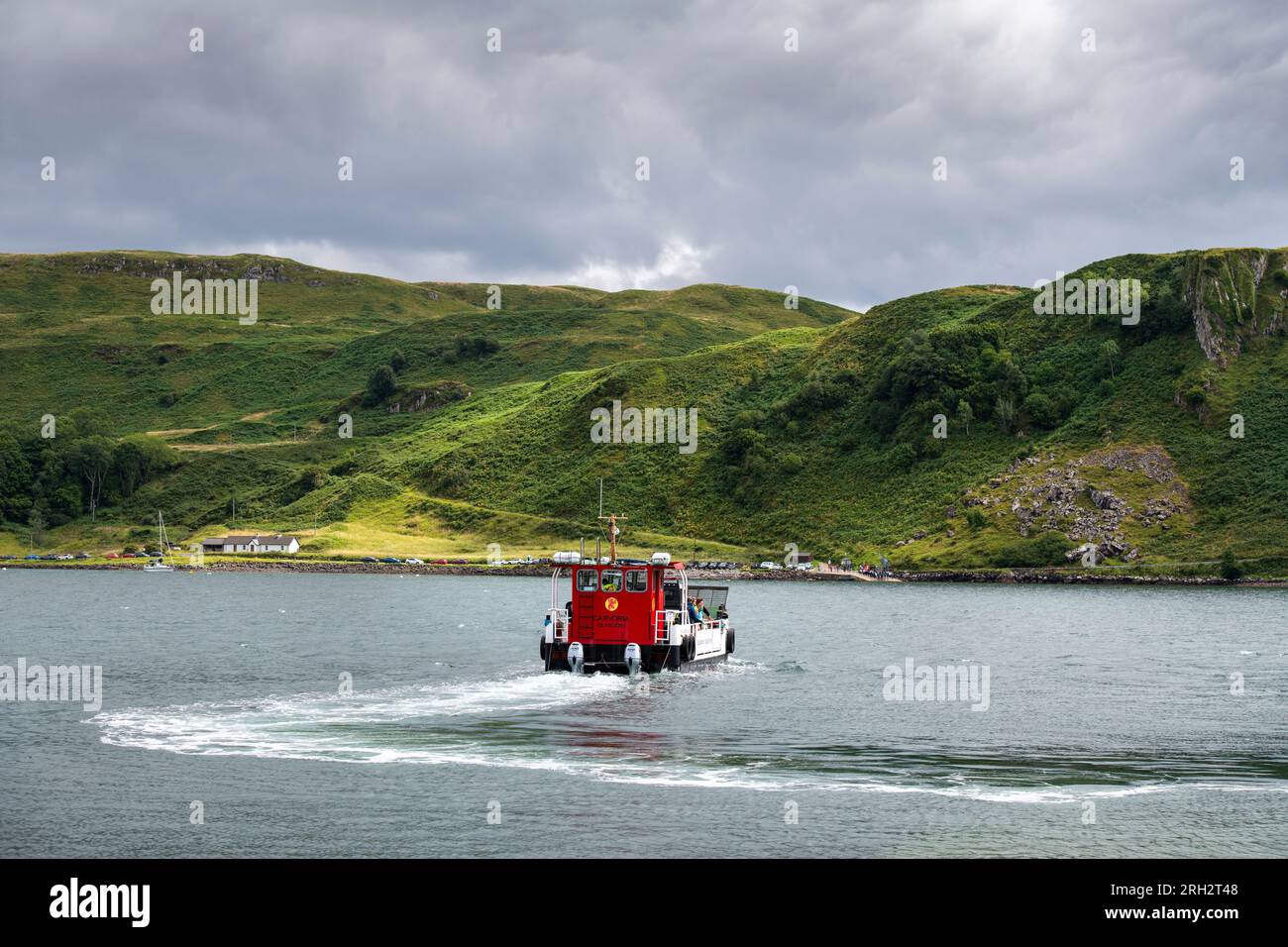 Ferry to the island of Kerrera traveling back to the mainland near Oban ...