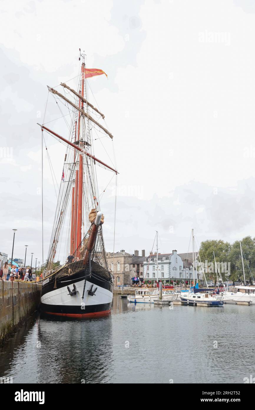 The Oosterchelde, a replica of HMS Beagle berthed at Sutton Harbour ...