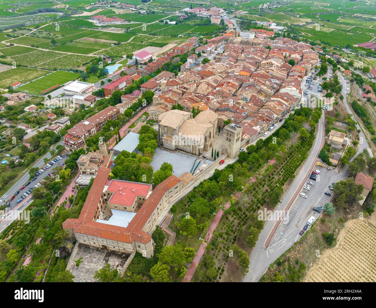 Laguardia, Rioja Alavesa, Basque Country, Spain, aerial north panoramic ...