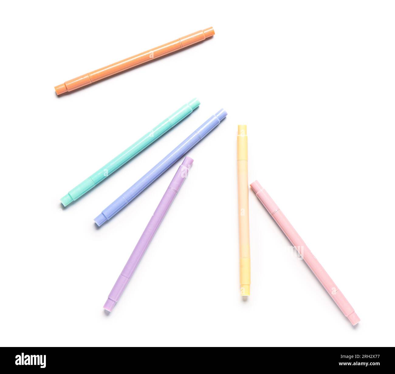 Colorful felt tip pens on white background Stock Photo - Alamy