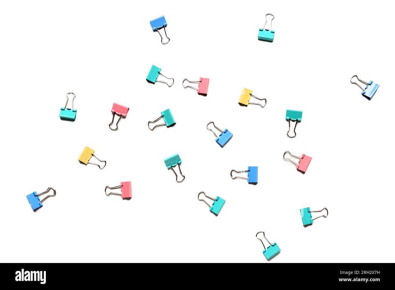 Colorful binder clips on white background Stock Photo - Alamy