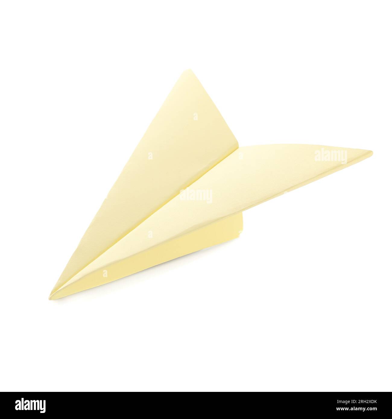 Yellow paper plane on white background Stock Photo - Alamy