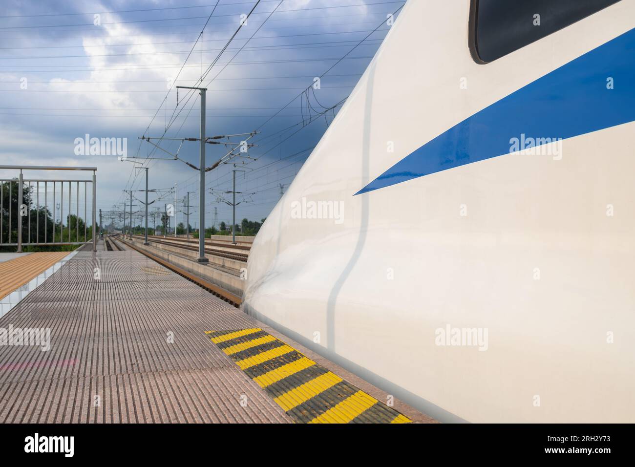 high-speed train locomotive at horizontal composition Stock Photo - Alamy