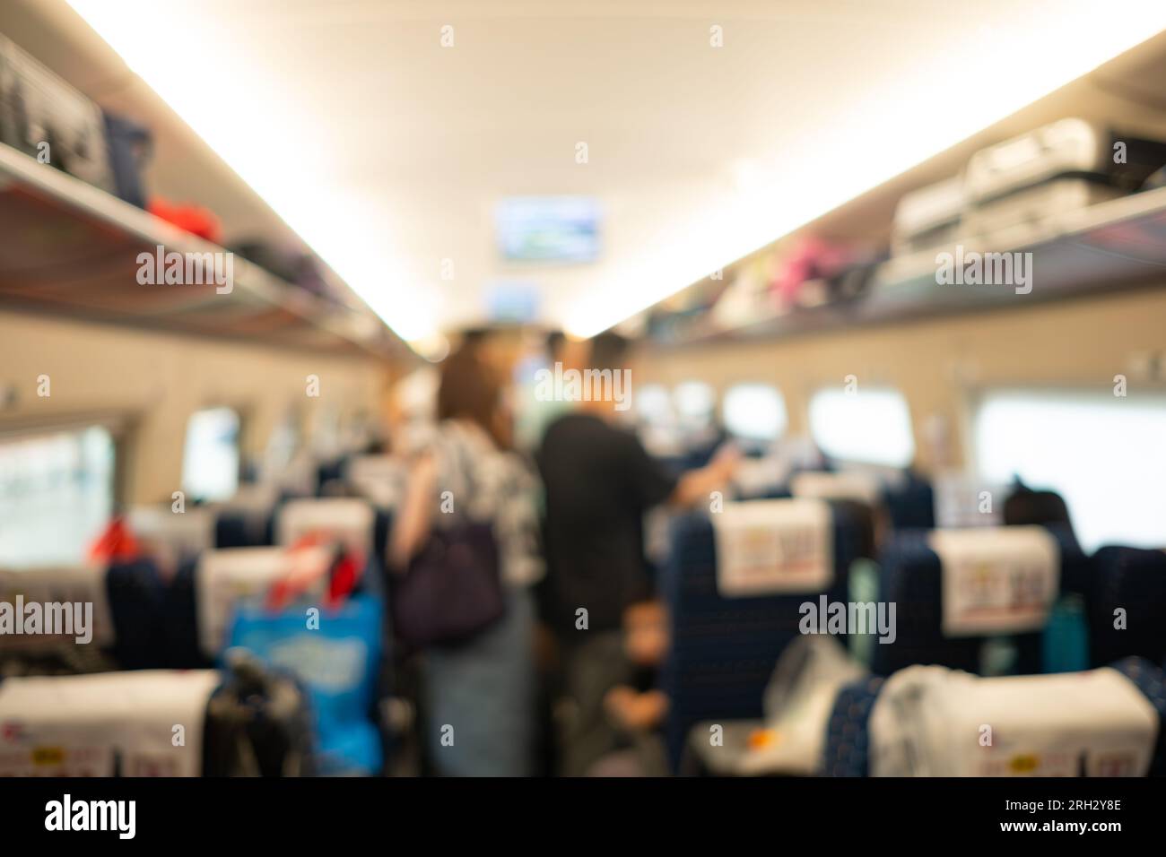 unfocused high-speed train inside as background horizontal Stock Photo ...