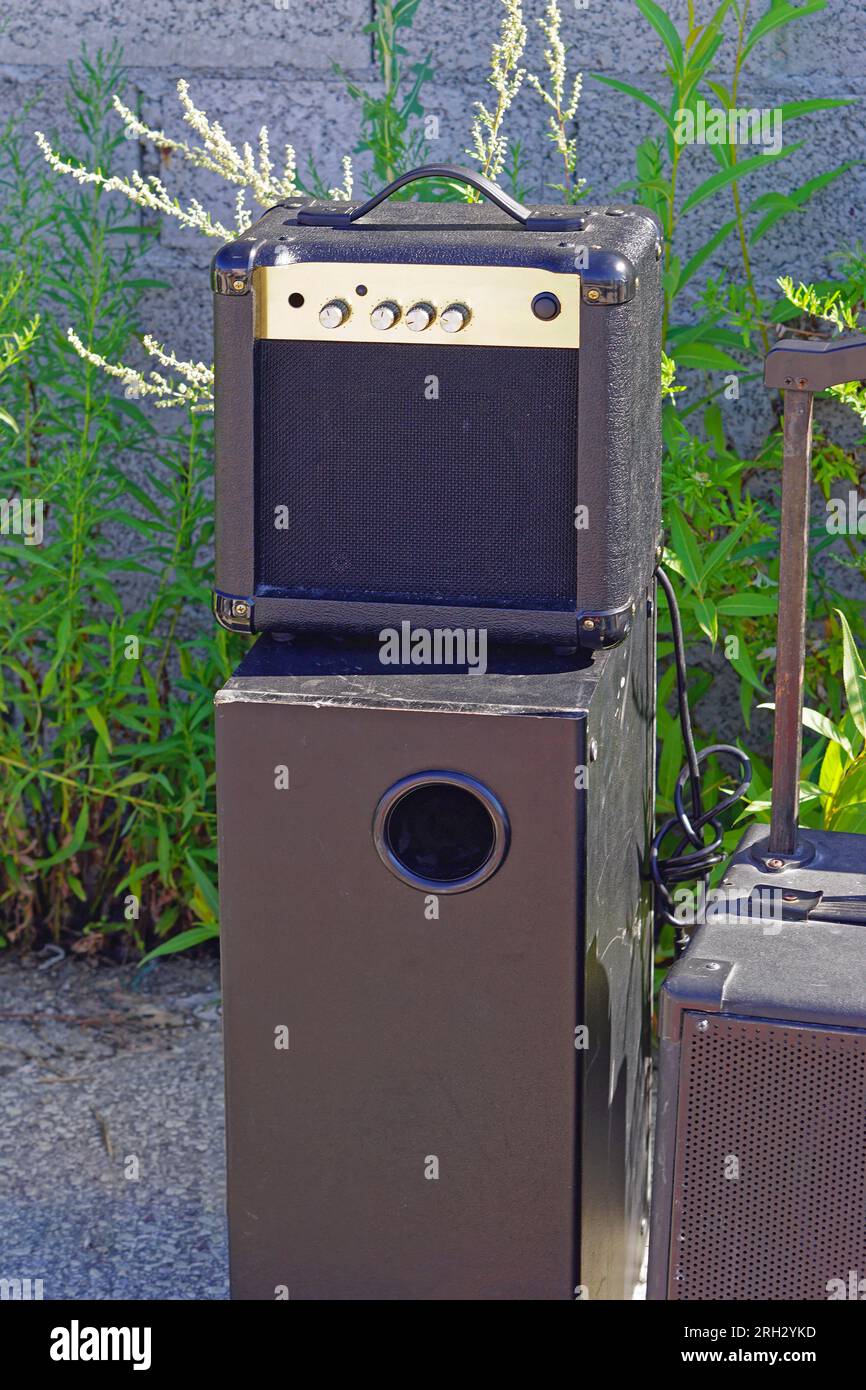 Portable power amplifier speaker outdoor music equipment Stock Photo ...
