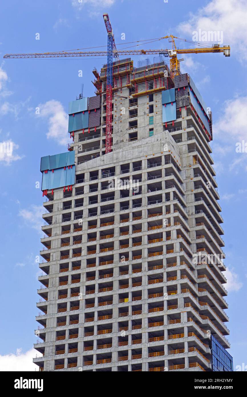 New landmark tower skyscraper construction site at New Belgrade Stock ...