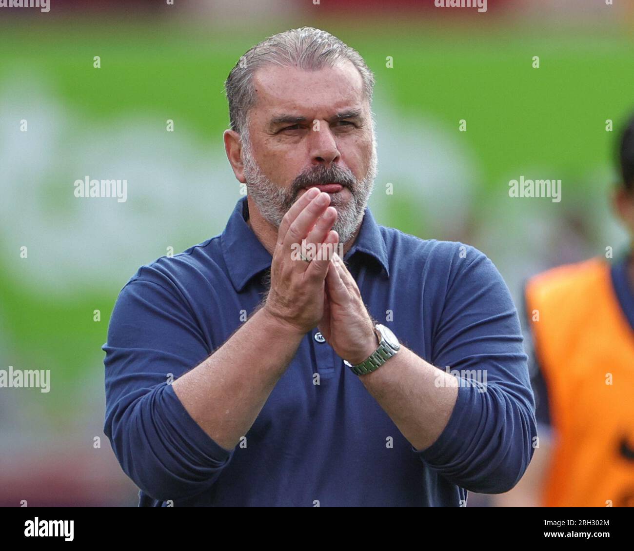 Ange Postecoglou head coach of Tottenham Hotspur applauds the away fans ...