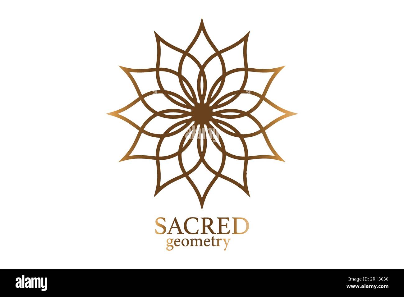 Gold Flower of life mandala of sacred ancient geometry. Vector symbols ...