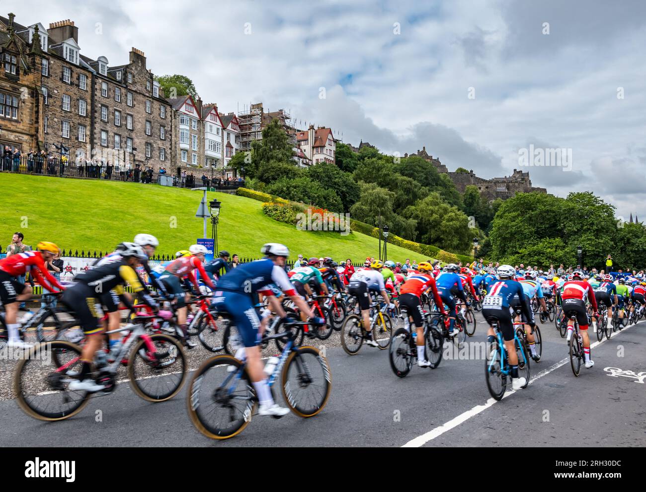 Male cyclists in a blur of speed at UCI World Championship, The Mound ...