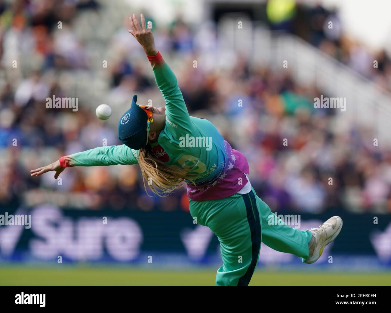 Oval Invincibles Ryana MacDonald-Gay misses a catch during The Hundred ...