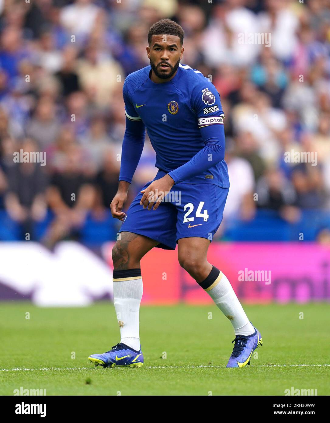 Chelsea's Reece James with the captains arm band during the Premier ...