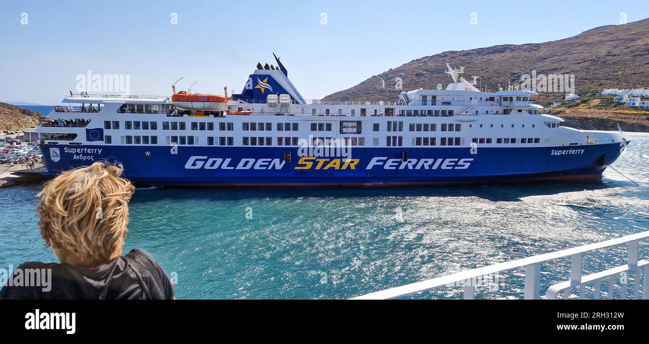 Ferry-boat from Tinos to Rafina, Greece, Southern-Europe Stock Photo ...