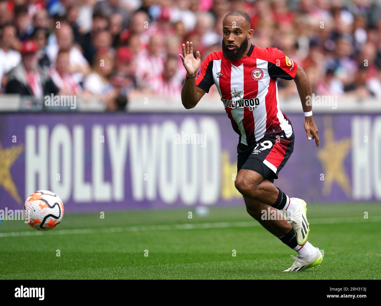 Brentford's Bryan Mbeumo in action during the Premier League match at ...