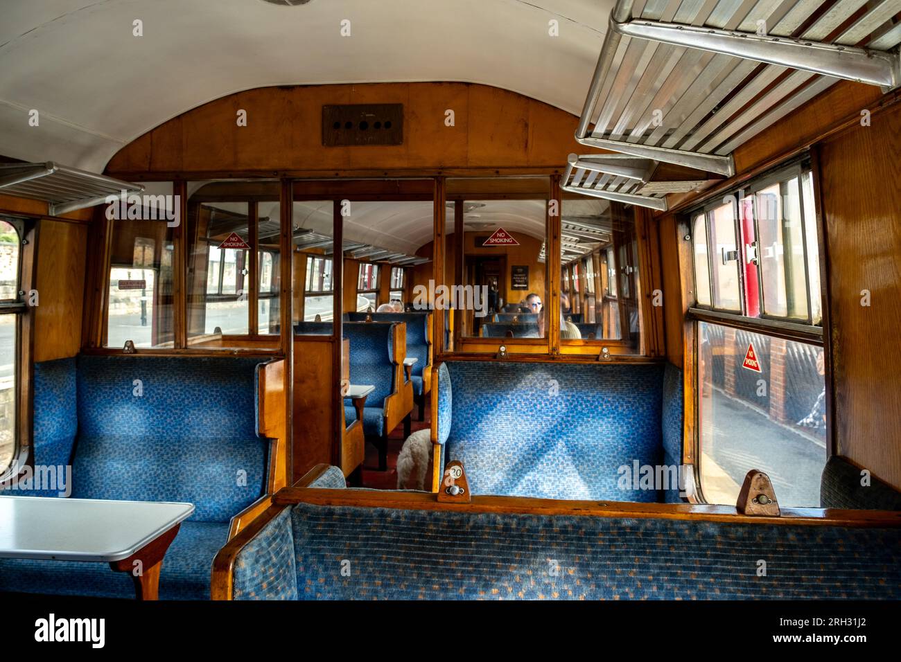 The interior of a traditional railway carriage on the North York Moors ...