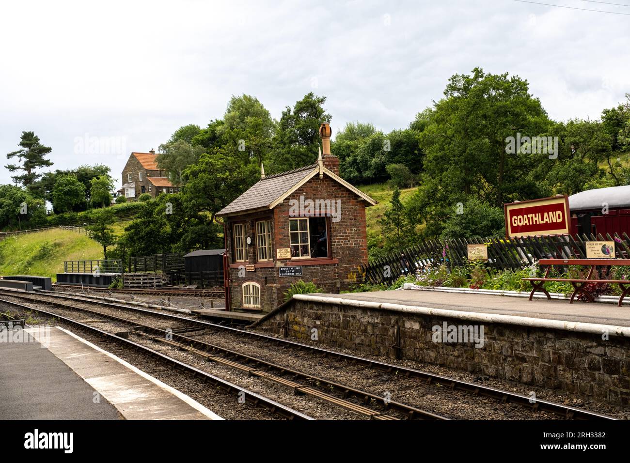 Traditional signal house in Goathland station on the North York Moors ...