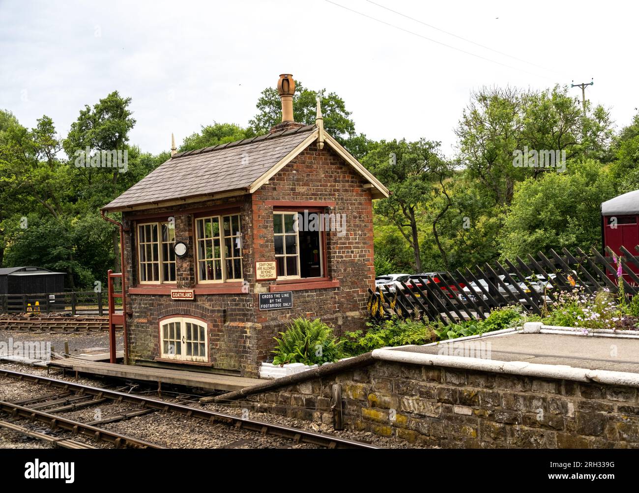 Traditional signal house in Goathland station on the North York Moors ...