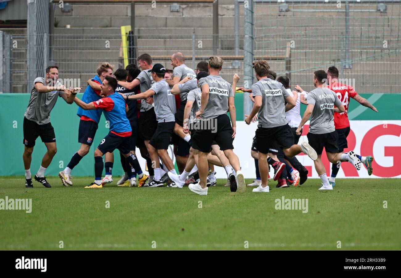 Unterhaching, Germany. 13th Aug, 2023. Soccer: DFB Cup, SpVgg ...