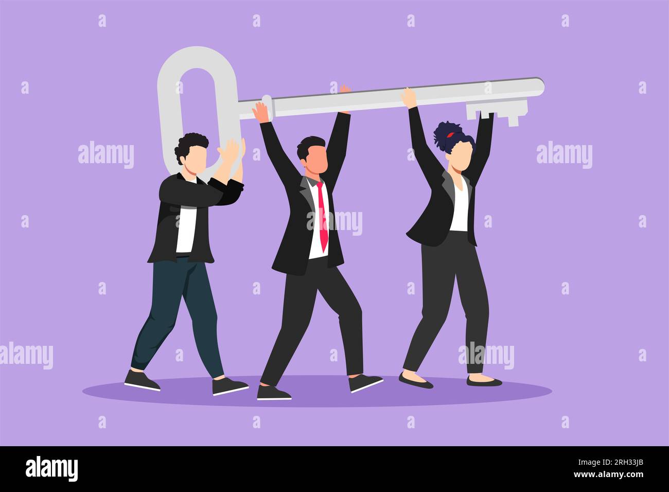 Character flat drawing business teamwork key of success concept ...