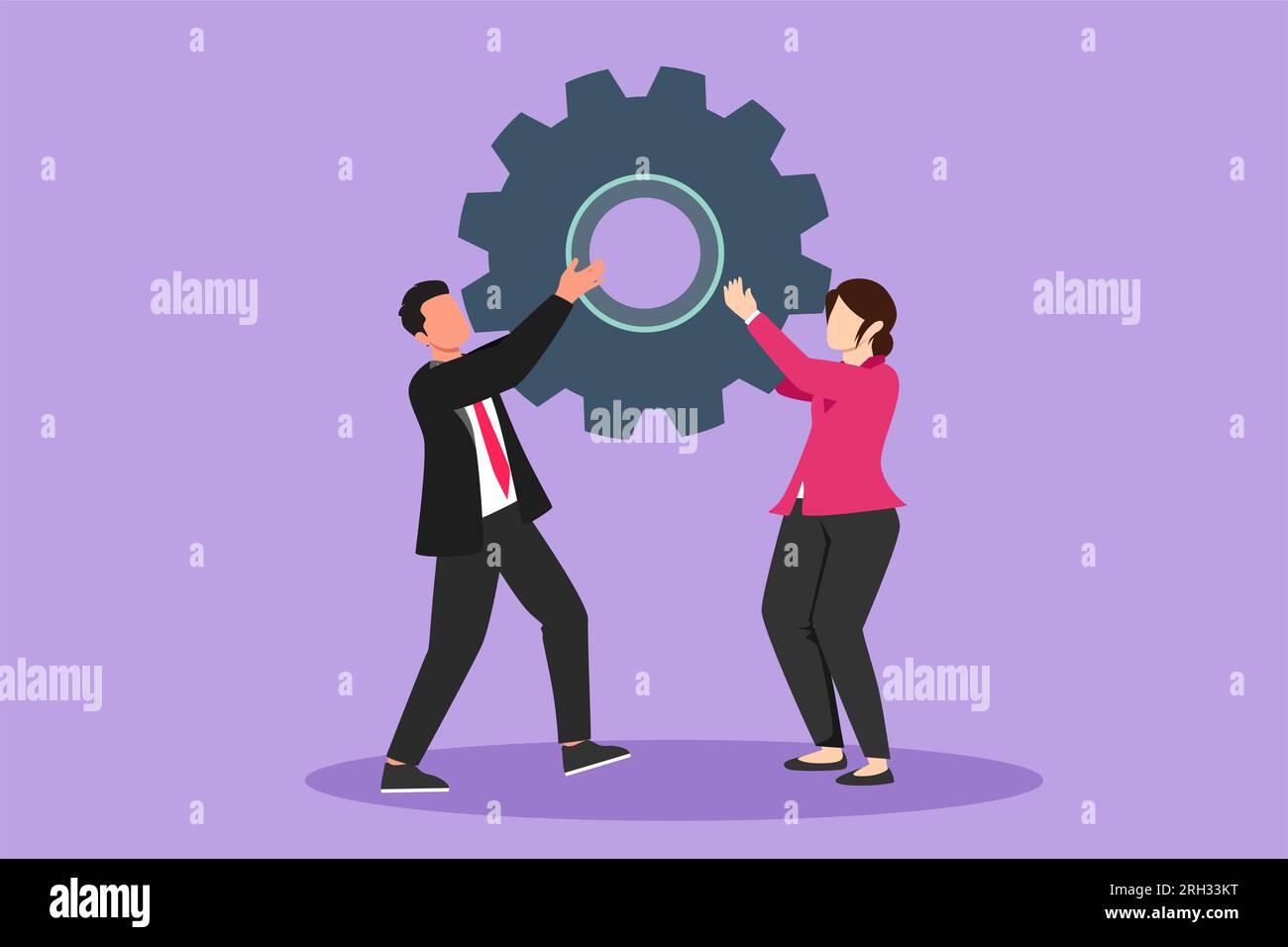 Graphic flat design drawing of collaboration project. Active man and ...