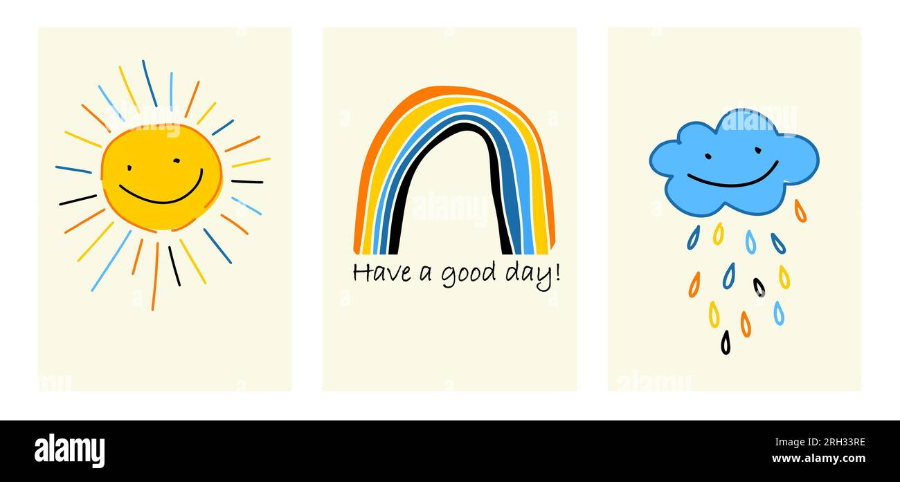 Set of trend elements sun, rainbow, cloud.Vector illustration . For ...