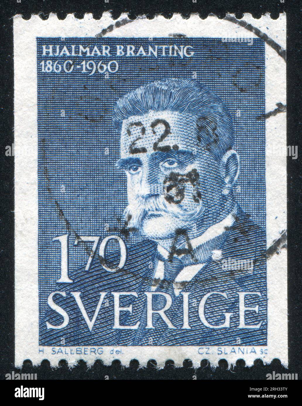 SWEDEN - CIRCA 1960: stamp printed by Sweden, shows Hjalmar Branting ...