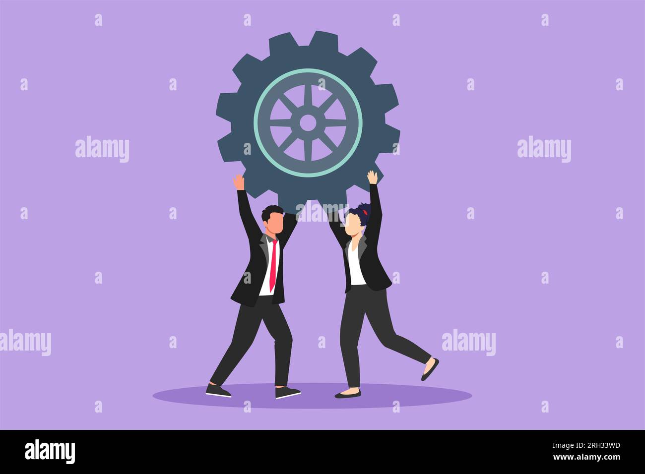 Cartoon flat style drawing of collaboration project. Active man and ...