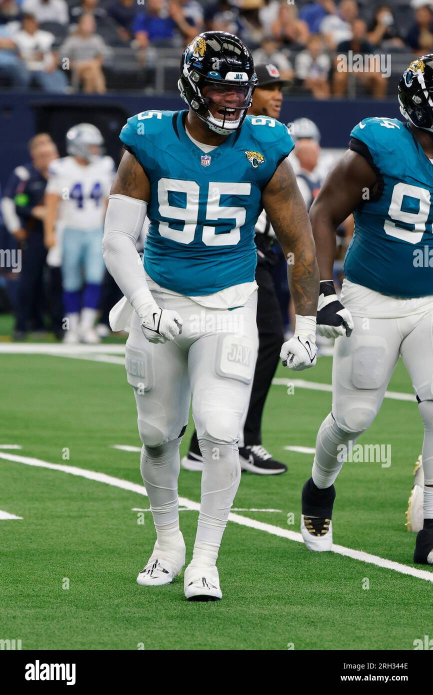 Jacksonville Jaguars defensive end Roy Robertson-Harris (95) reacts to ...